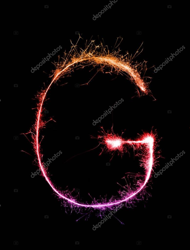 Sparkler firework light alphabet G (Capital Letters) at night — Stock ...