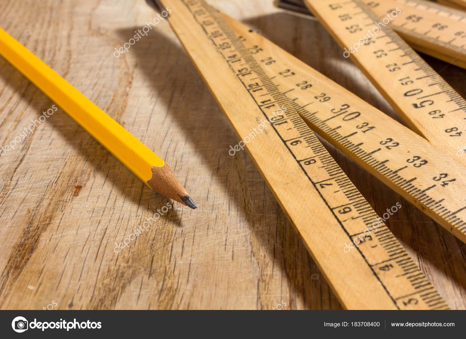 Measuring Stick and Pencil on a Wooden Table Stock Photo by ©emmeci74 ...