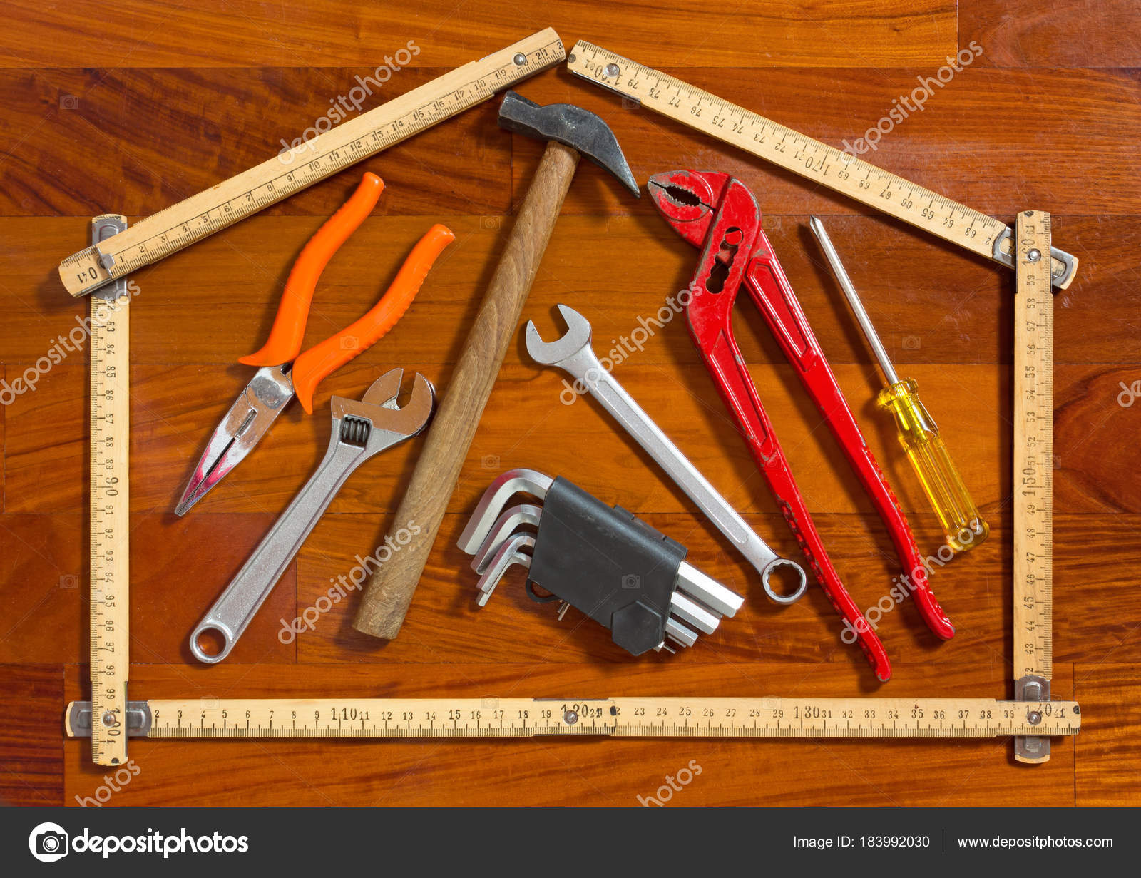 Work Tools within a Folded Measuring Stick Stock Photo by ©emmeci74 ...