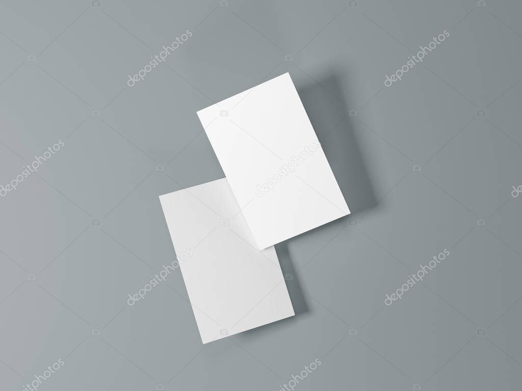 renderizar imágenes 3d de tarjetas de visita dispersas dinámicamente sobre un fondo gris. 2025