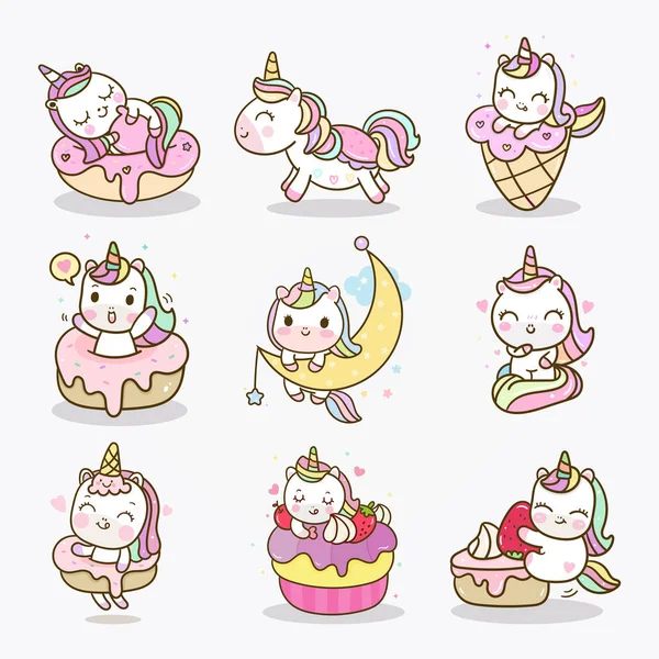 Kawaii Wannabe Unicorn Clipart Set Stock Vector Image by ©marklys ...