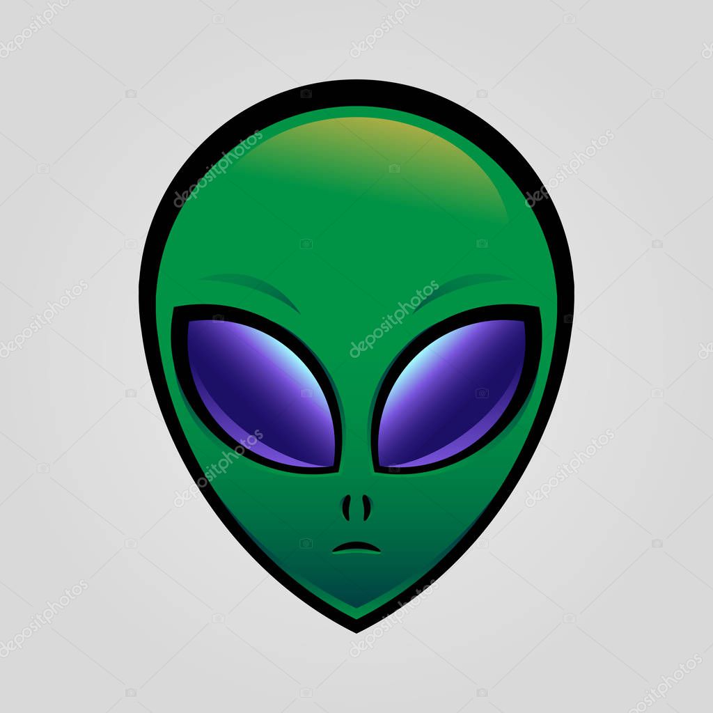 Ficción alien cabeza diseño de dibujos animados 2024