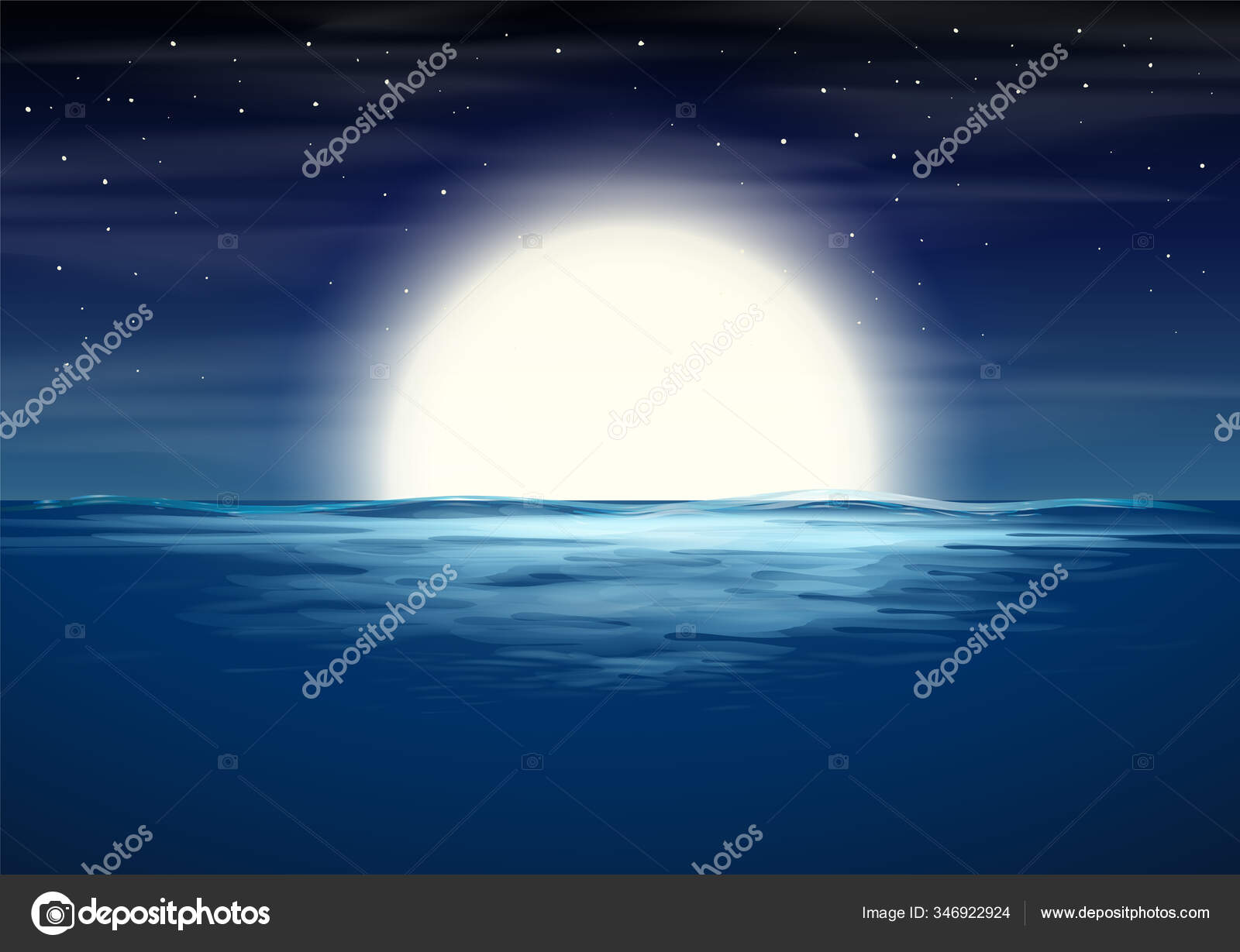 Full Moon Ocean Stock Vector by ©marklys 346922924