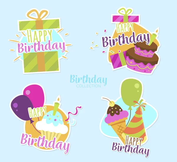 Variety Happy Birthday Stickers Stock Vector by ©marklys 362336944