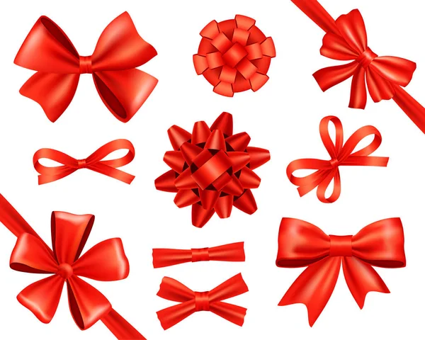 Collection of red gift bows with ribbons. Stock Vector Image by ...