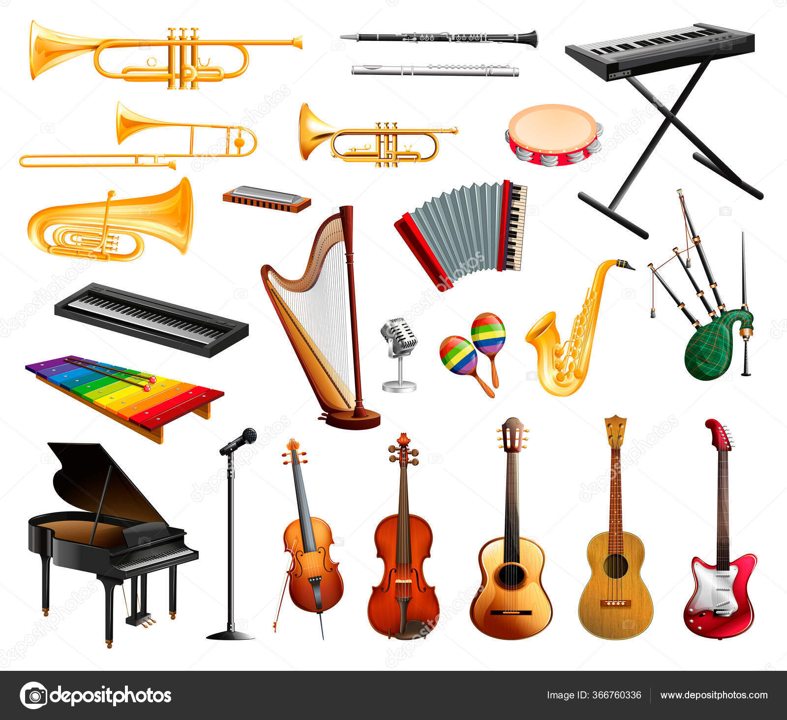Musical Instruments Clipart Set 1 Digital Clip Art Graphics