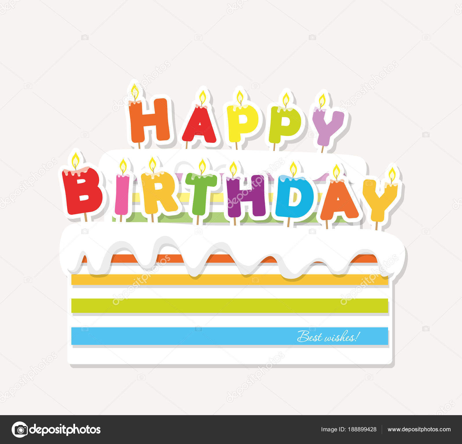 Birthday cake with candles. Paper cutout sticker. Stock Vector Image by ...