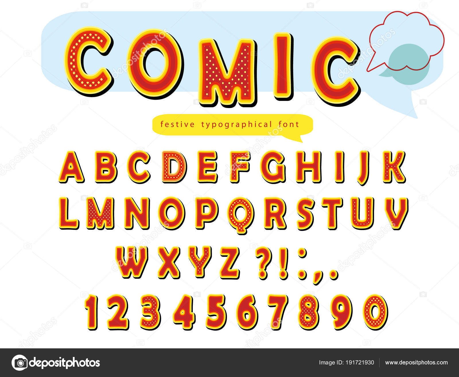 Comic font design. Funny pop art letters and numbers. Vector Stock ...