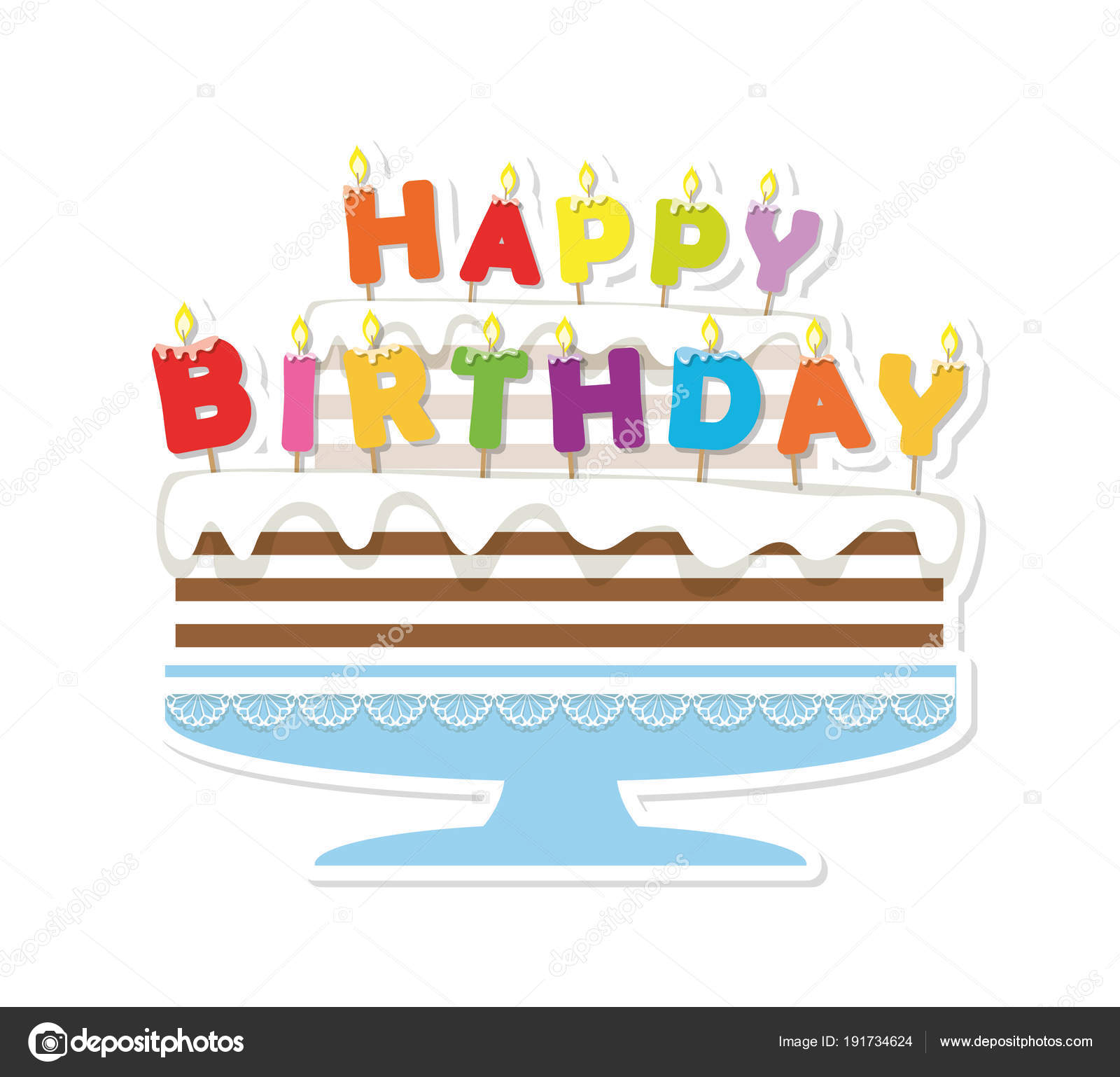 Birthday cake with candles. Paper cutout sticker. Stock Vector by ...