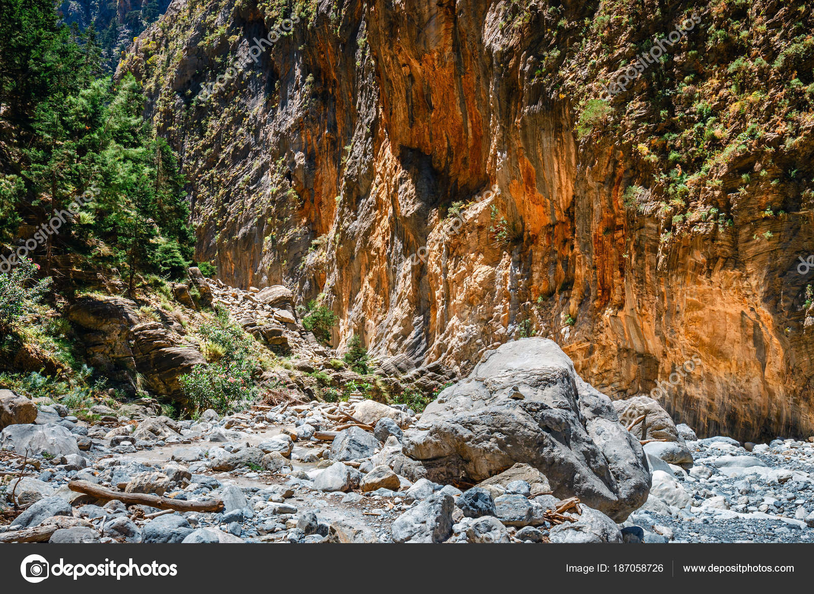 Hiking path through Samaria Gorge in Central Crete Stock Photo by ...