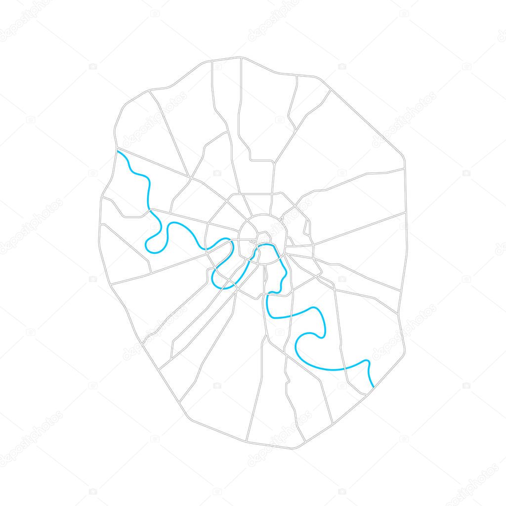 Mapa vectorial simple de Moscú con carreteras principales, carreteras y ...