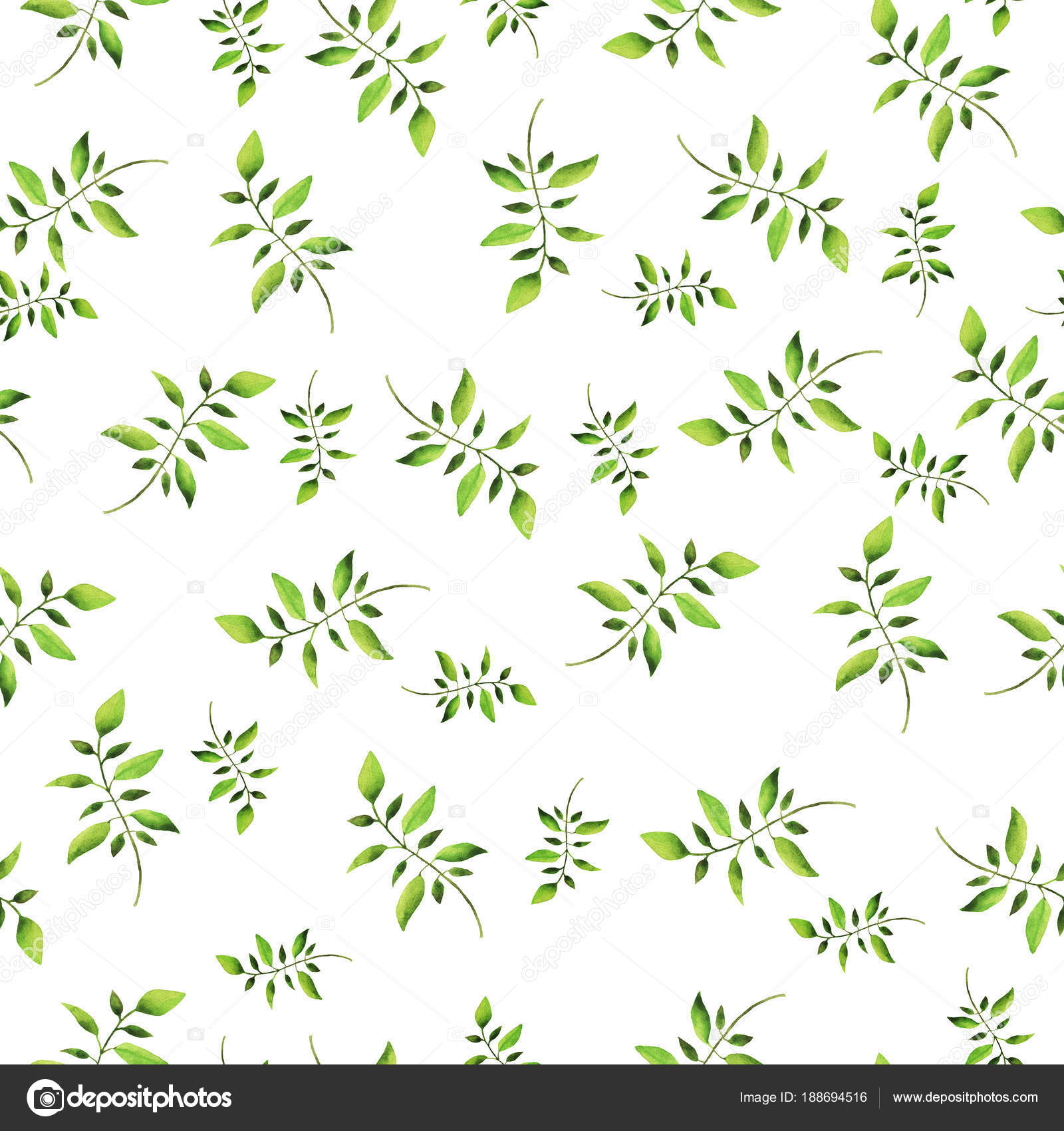 Beautiful Illustration Spring Green Leaves Seamless Pattern Background ...