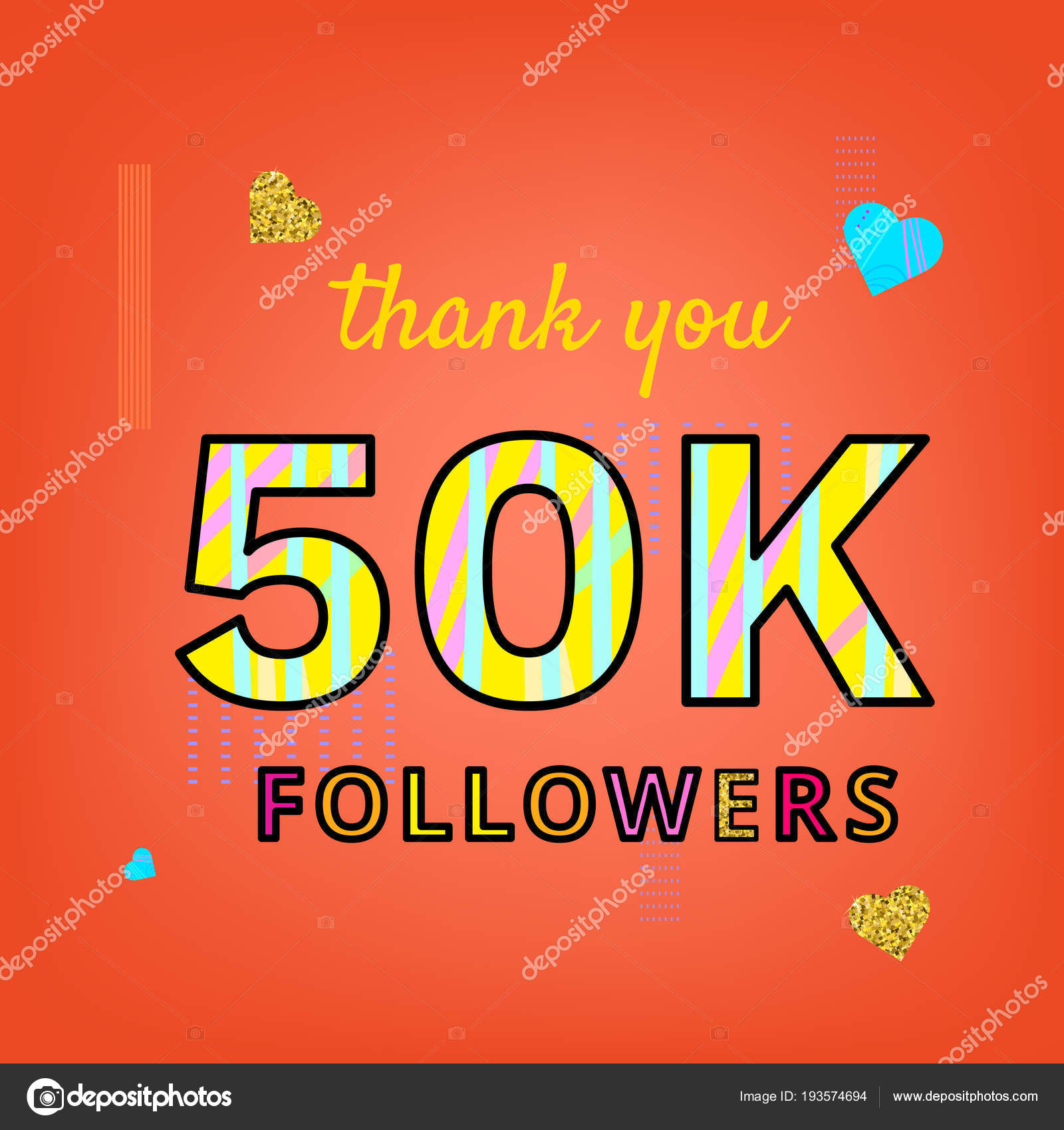 50K Followers thank you phrase. Vector illustration. Stock Vector Image ...