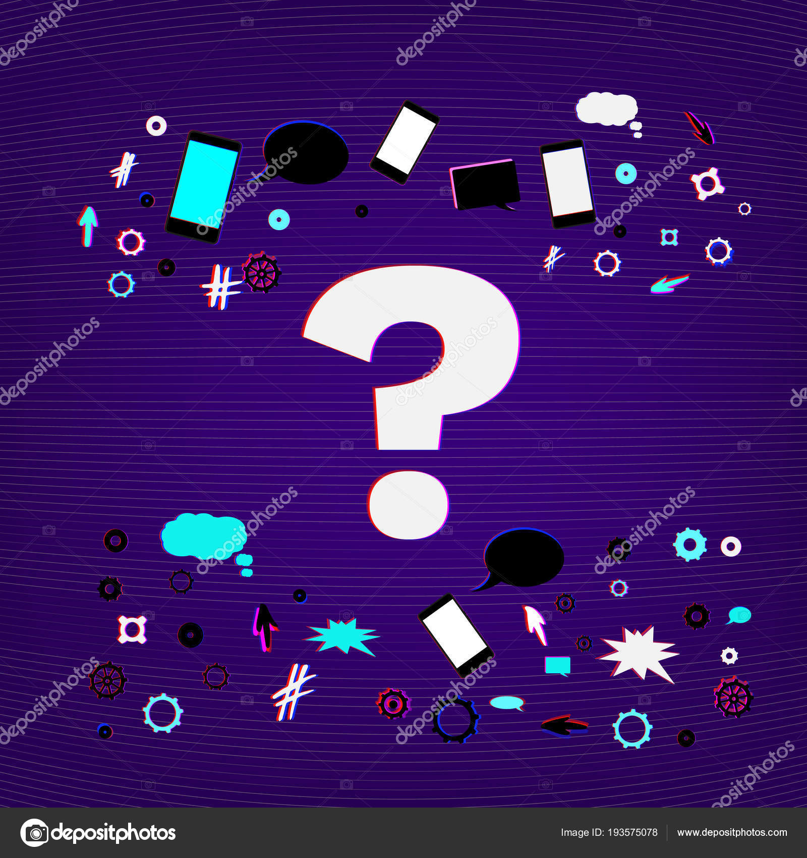 Question stylized mark sign on dark background. Vector illustration ...