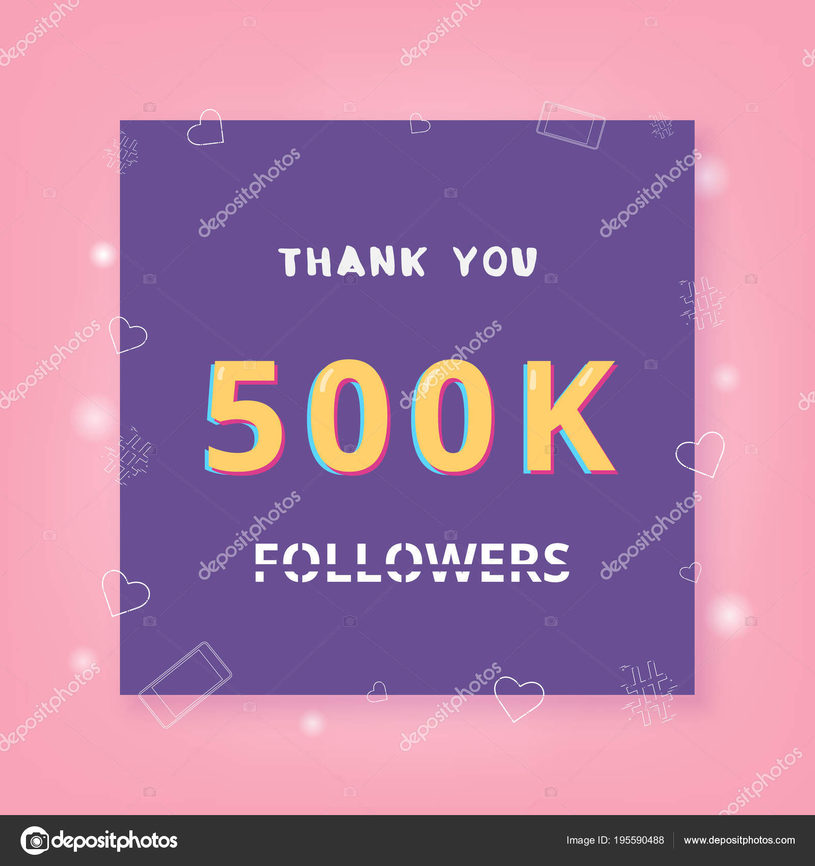 500K followers thank you. Vector illustration. Stock Vector Image by ...