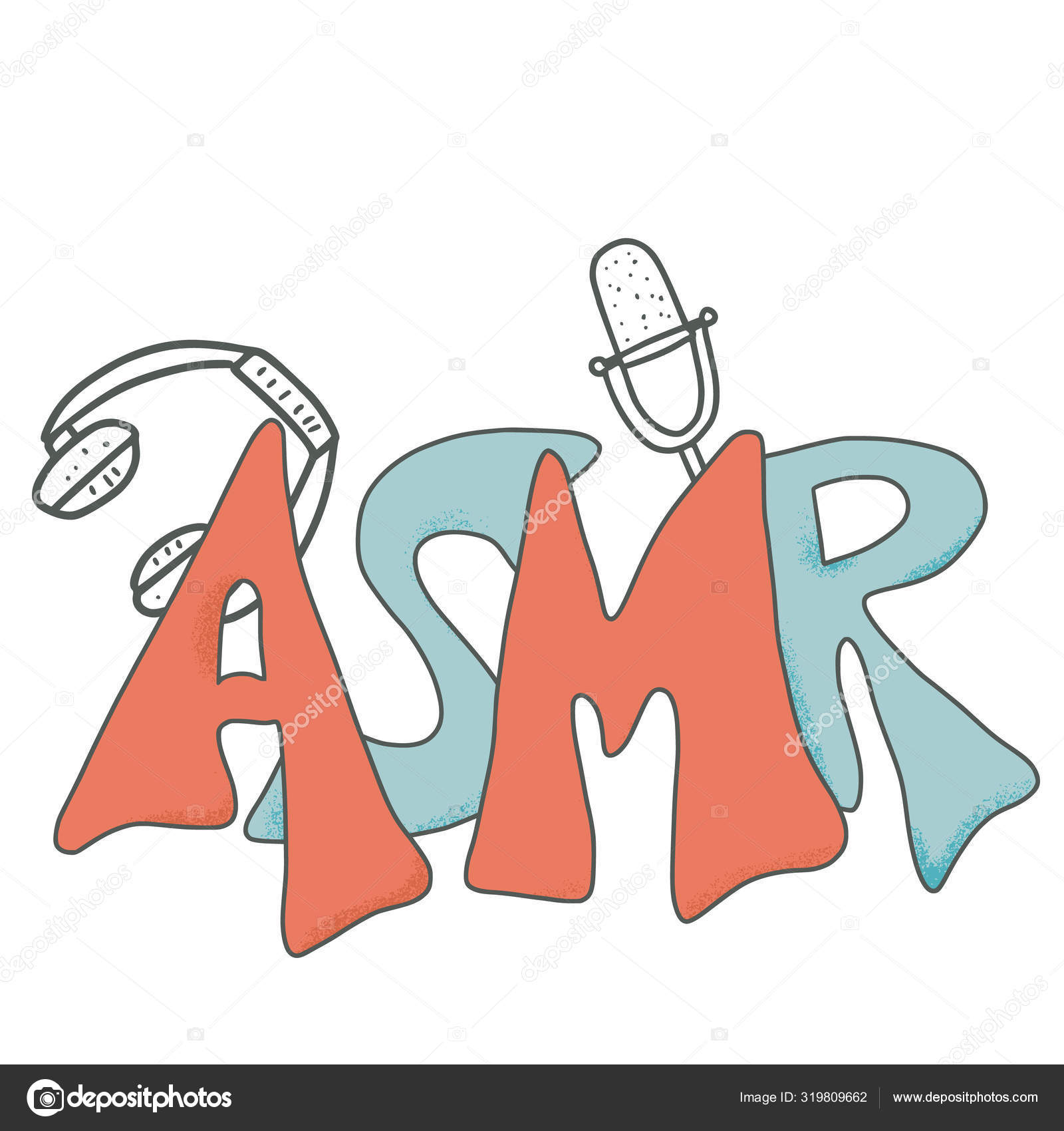 ASMR text acronym. Vector hand drawn letters. Stock Vector Image by ...