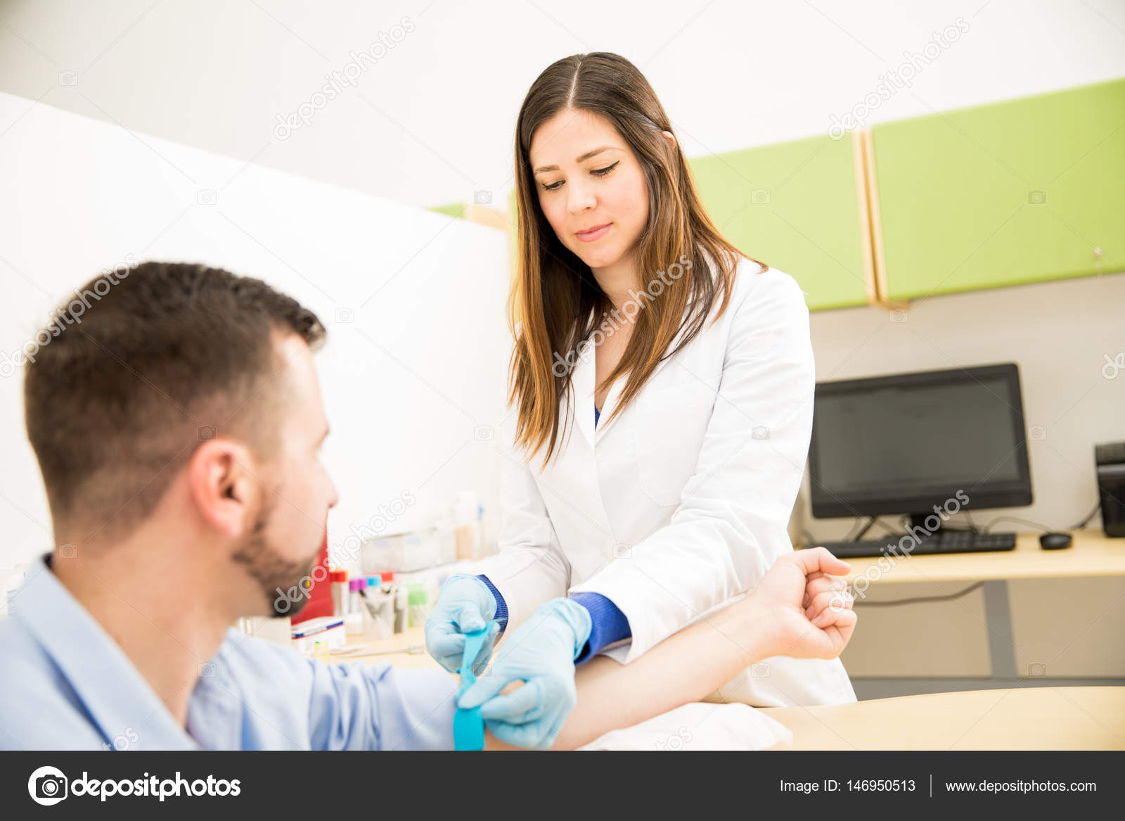 Female doctor doing blood analysis — Stock Photo © tonodiaz #146950513