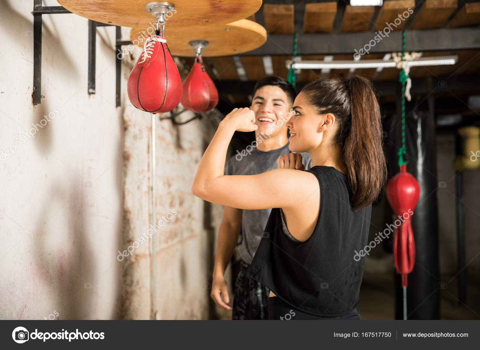 Having fun in a boxing gym — Stock Photo © tonodiaz #167517750
