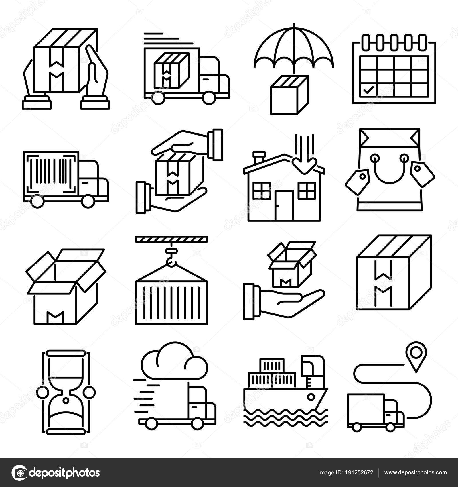 Delivery Vector Outline Icons Stock Vector by ©Cubydesign 191252672
