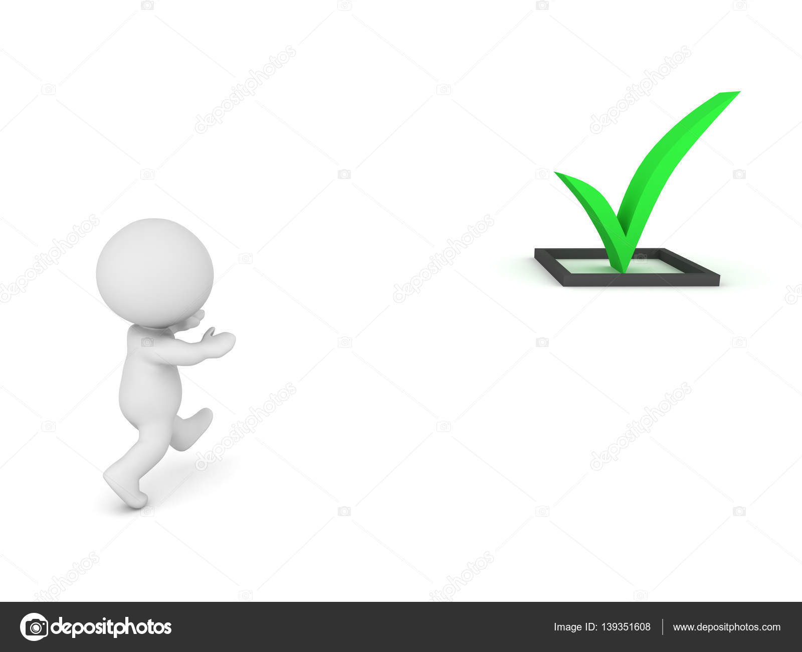 3D Character Running After a Check Symbol — Stock Photo © Lucian3D ...