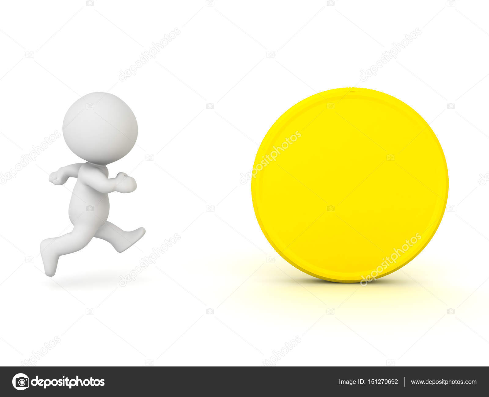3D Character running after gold coin — Stock Photo © Lucian3D #151270692