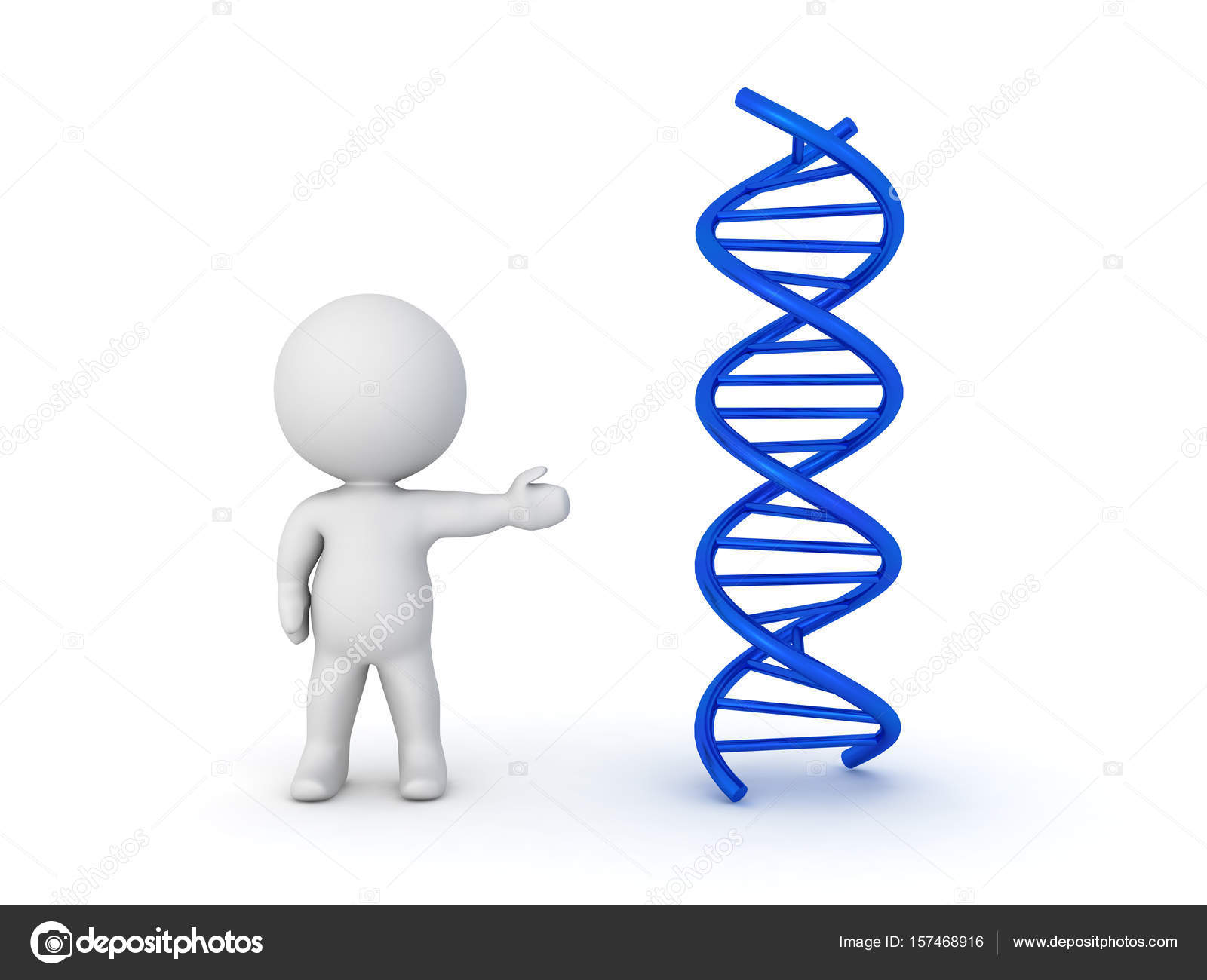 3D Character pointing towards DNA double helix — Stock Photo © Lucian3D ...
