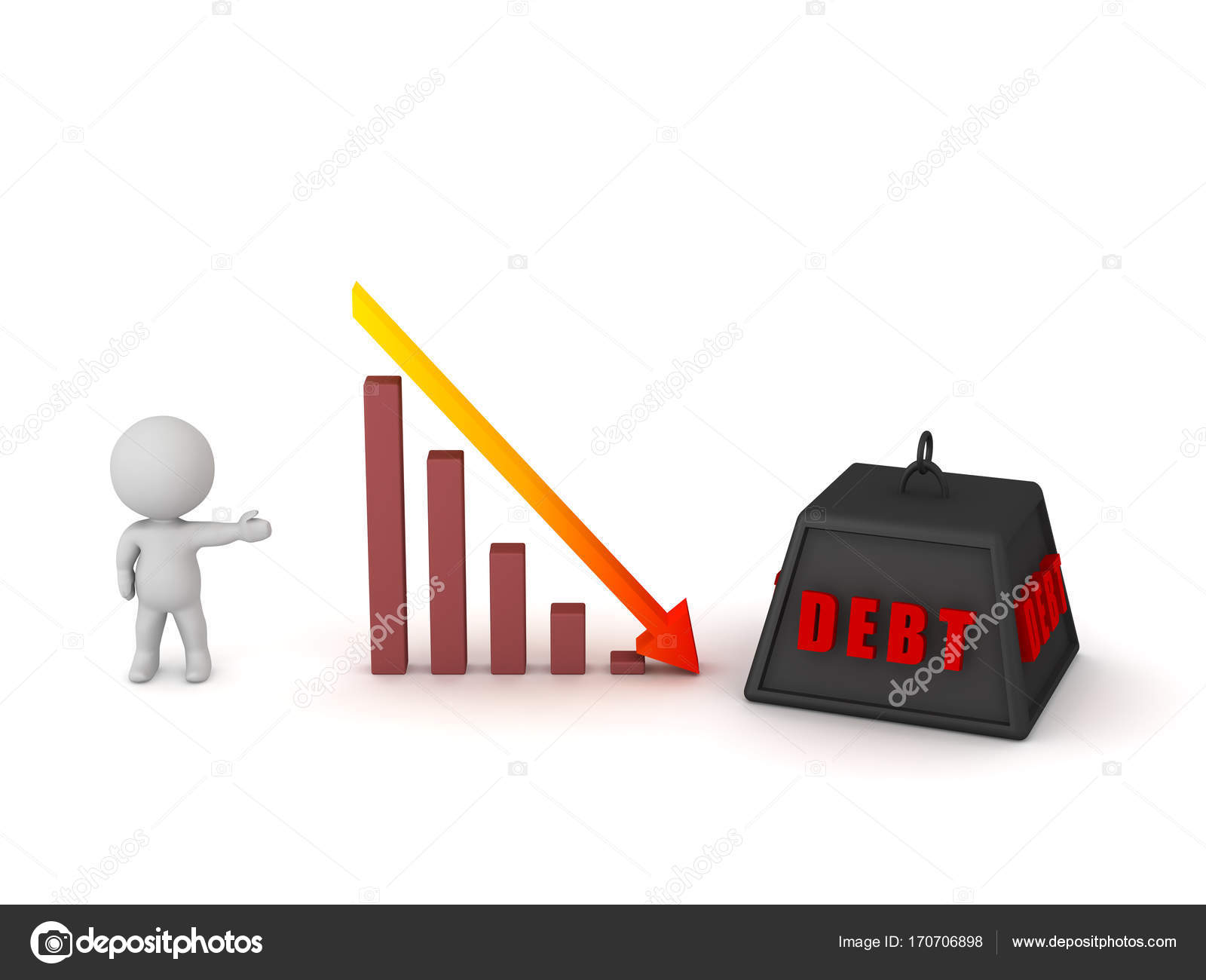 3D Character with Bad Chart and Debt Weight — Stock Photo © Lucian3D ...
