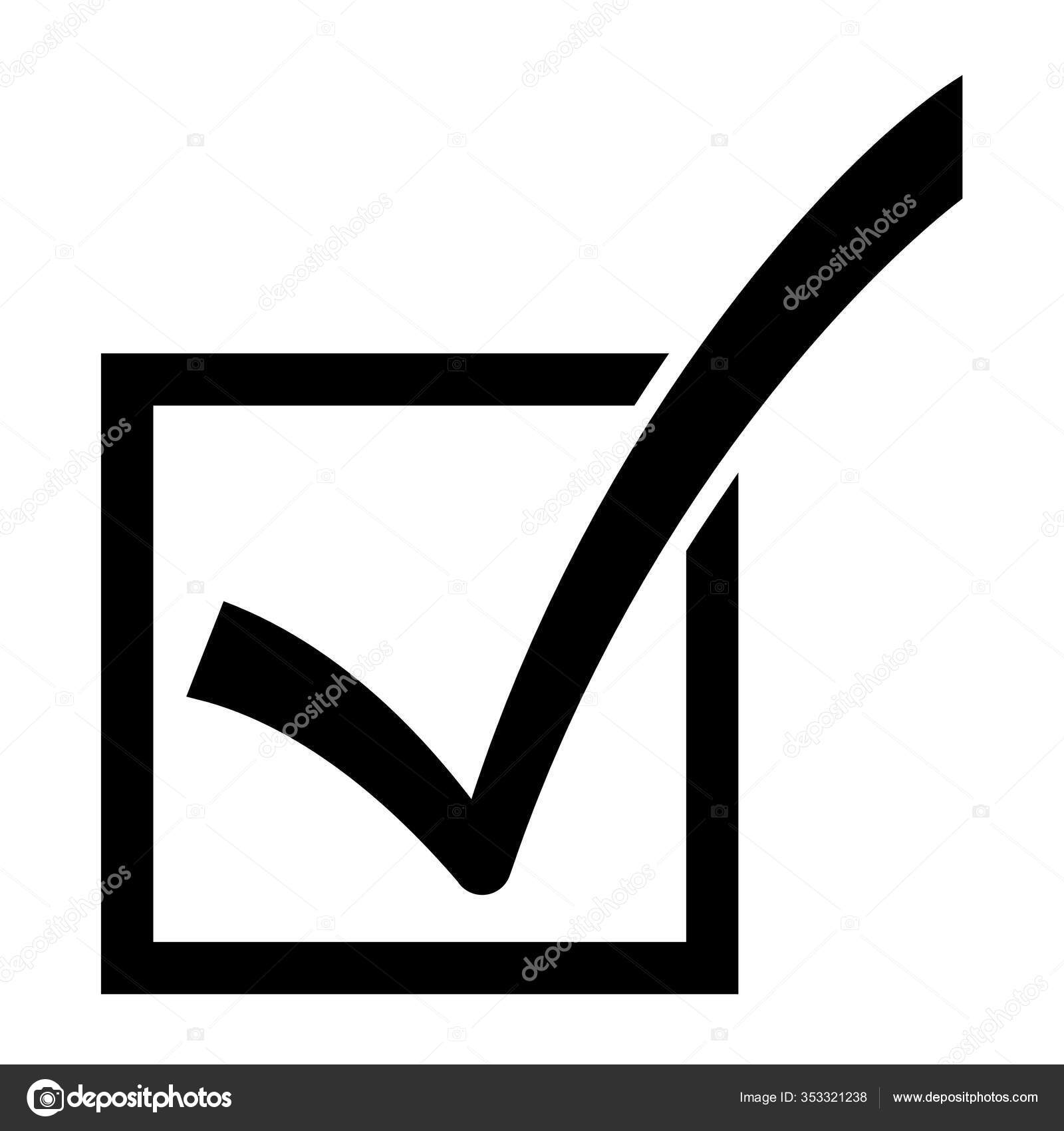 Black Checkbox Tick Symbol Flat Vector Isolated White Background Stock ...