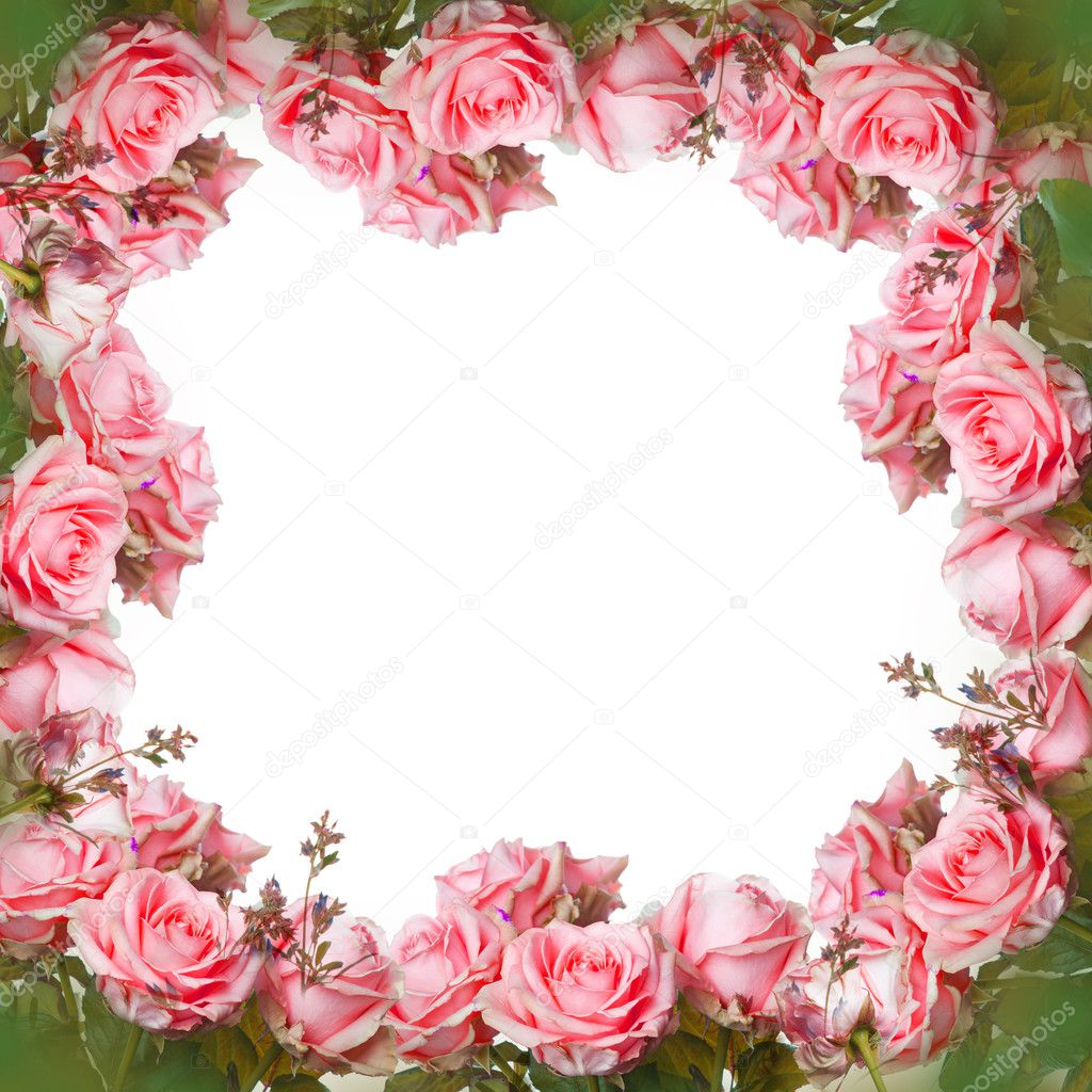 Frame with pink roses Stock Photo by ©seqoya 127869126