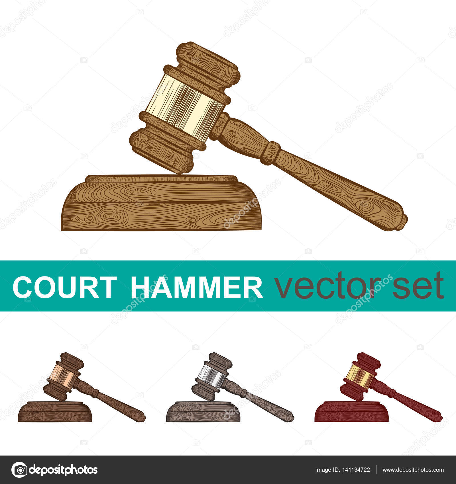 Vector set of four court hammers in different colors Stock Vector Image ...