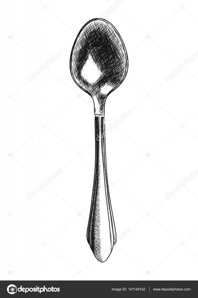 Vector sketch illustration of silver spoon Stock Vector Image by ...