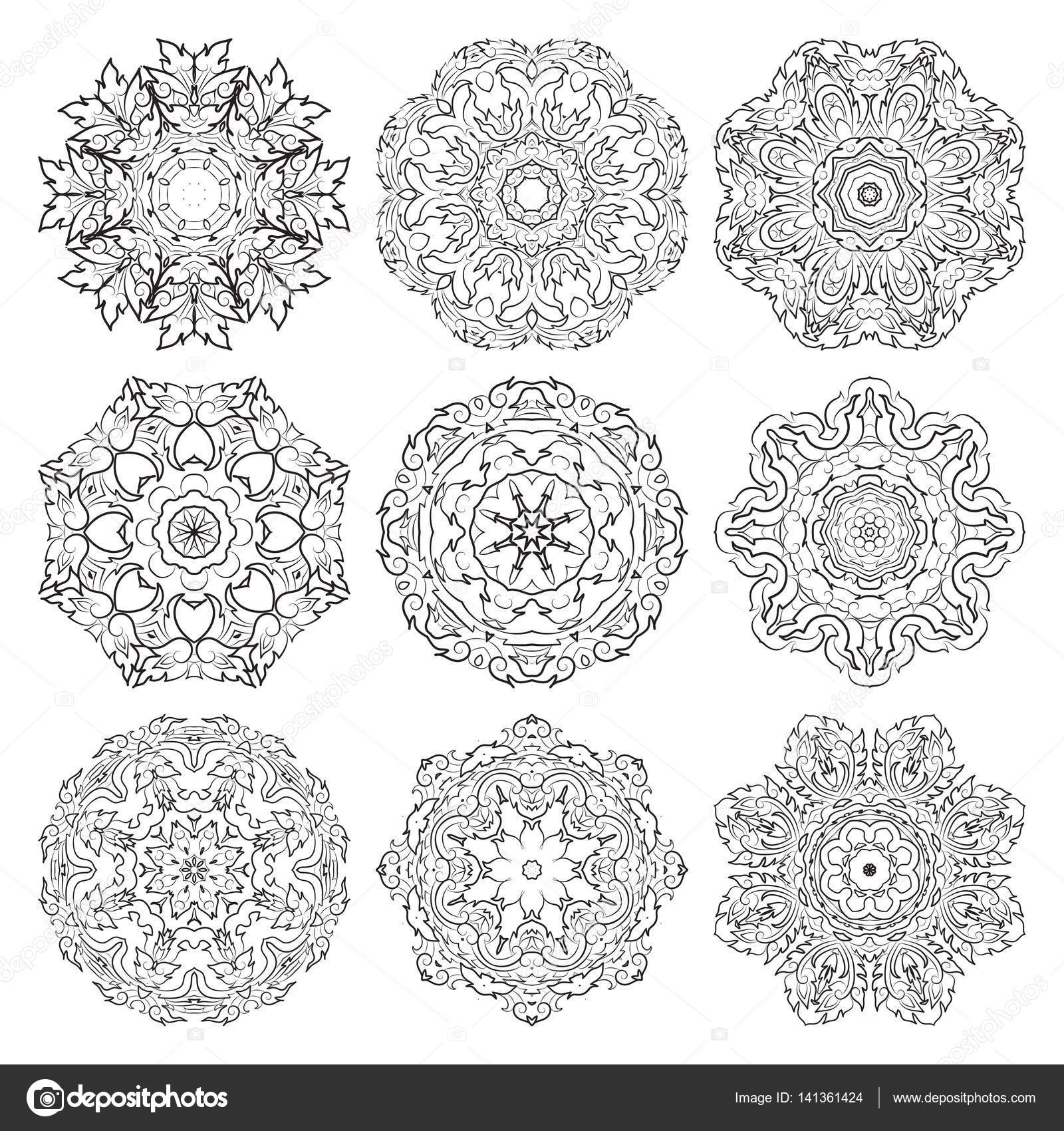 Set of nine mandals ⬇ Vector Image by © merrydolla | Vector Stock 141361424