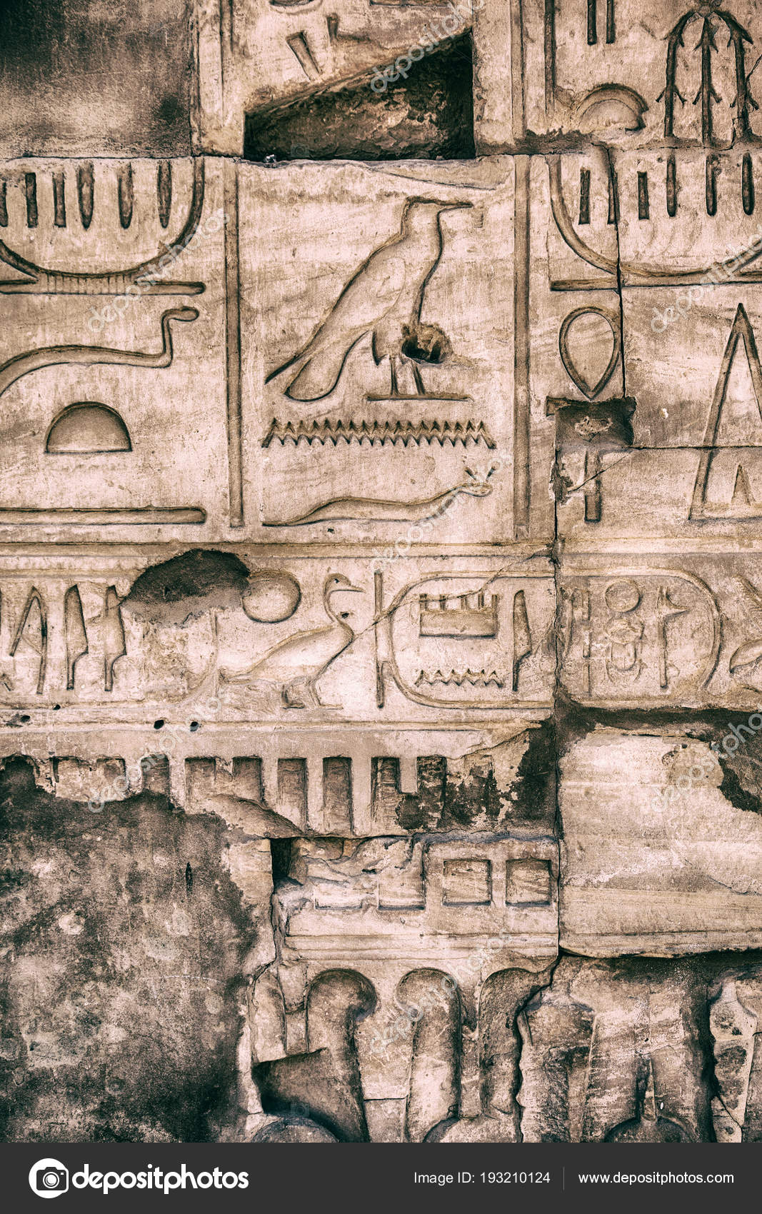 Old Egypt Hieroglyphs Carved Stone — Stock Photo © merrydolla #193210124