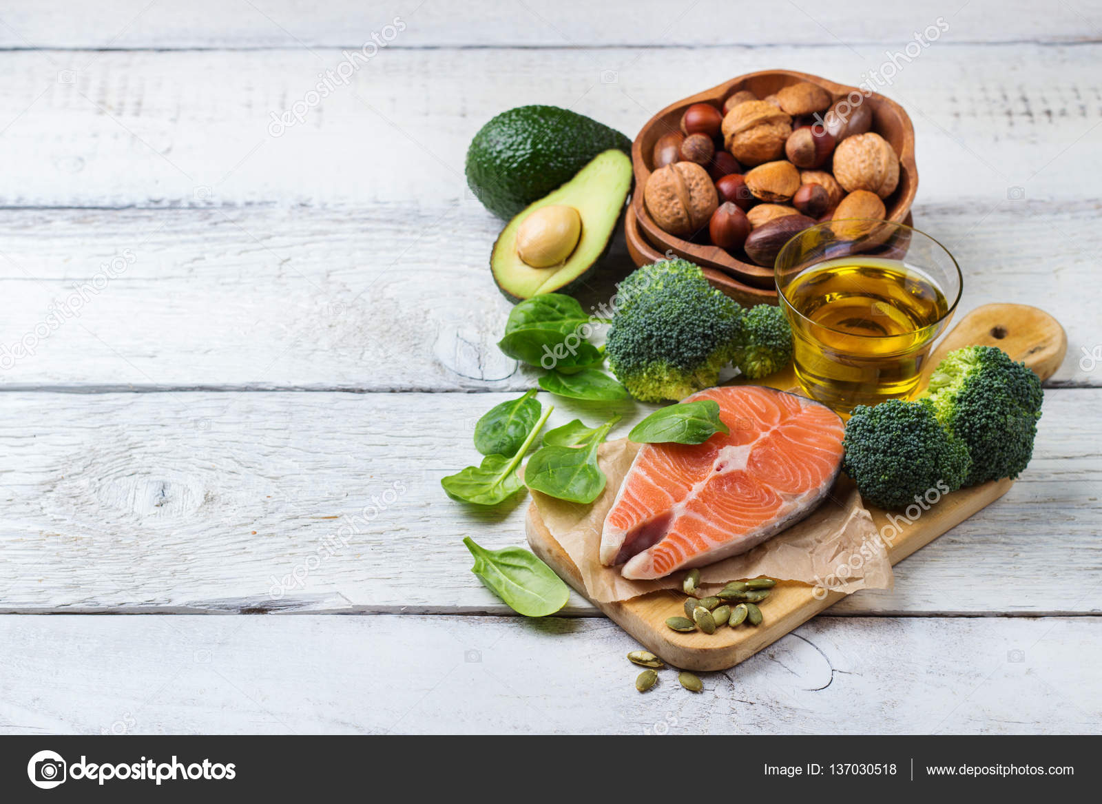 Selection of healthy fat sources food, life concept Stock Photo by ...