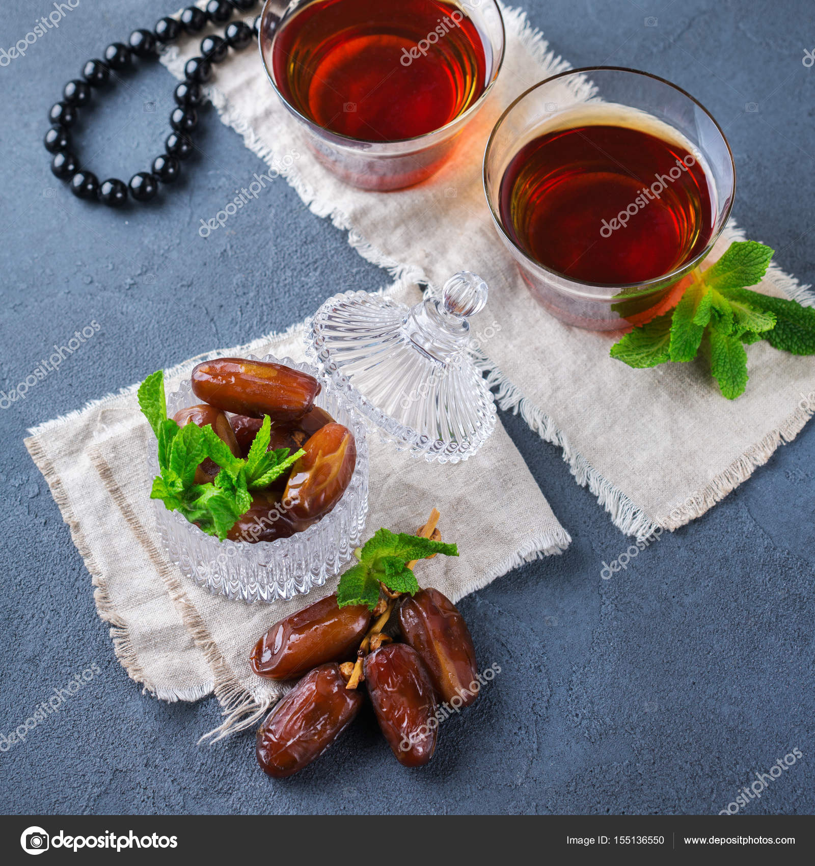 Ramadan ramazan kareem. Traditional arabic tea with mint and dates ...