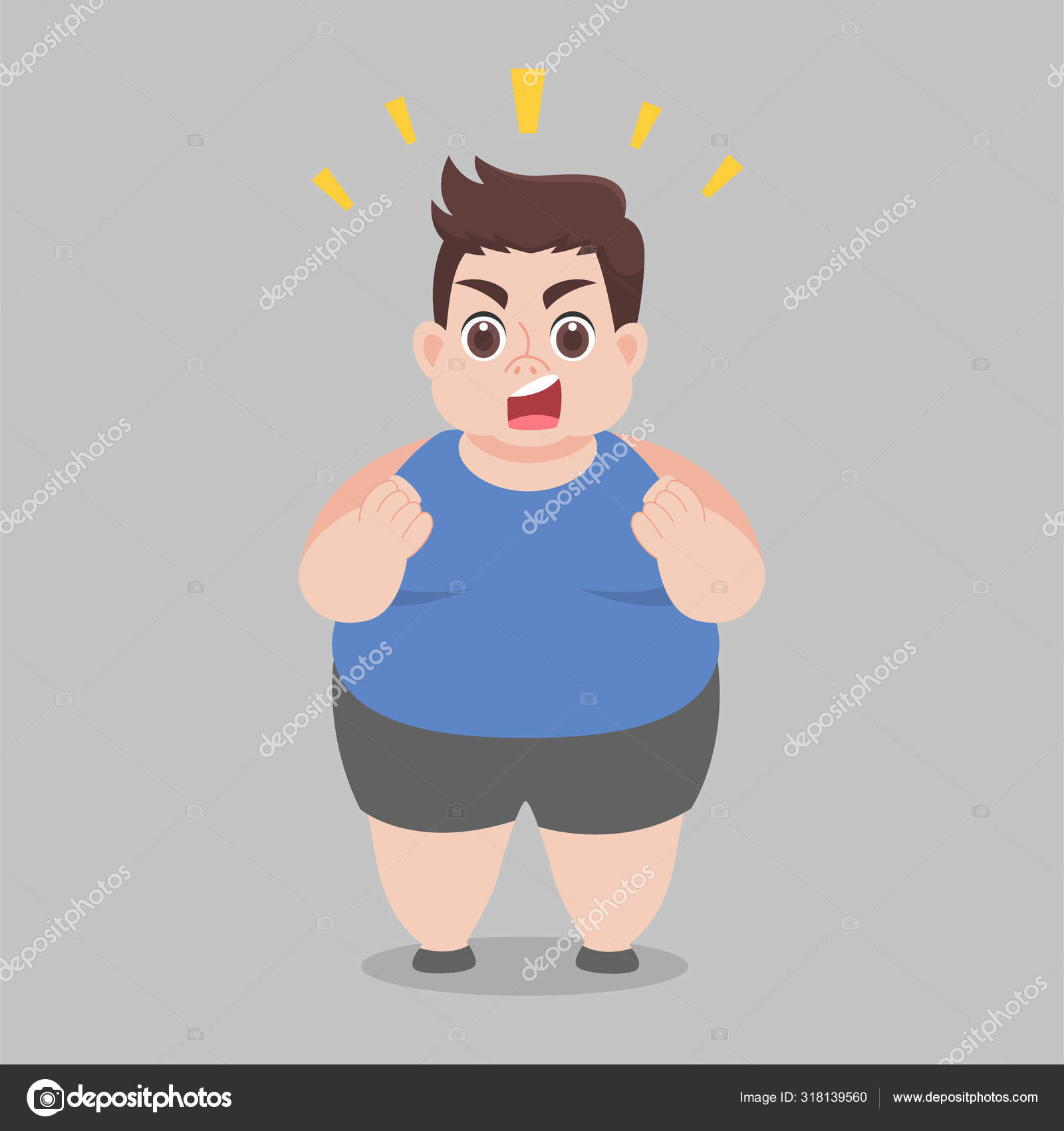 Big Fat Happy Man Begin Try Lose Weight Intend Slender Stock Vector ...