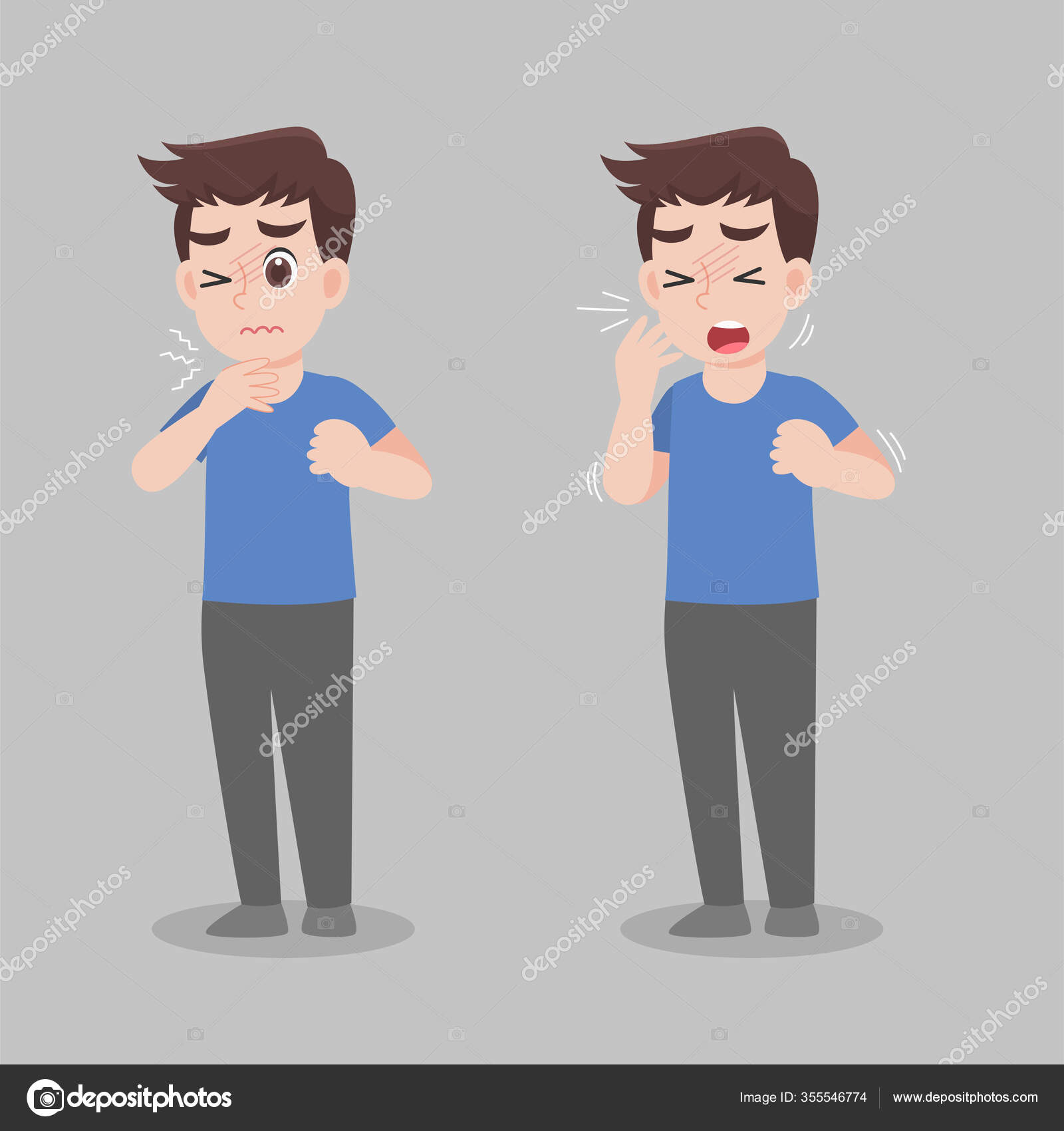 Hombre Con Diferentes Síntomas Enfermedades Fiebre Tos Mocos Conjunto ...