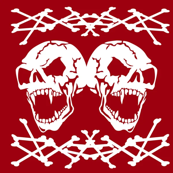 Aggressive skull with open jaw, black silhouette with shadow on — Stock ...