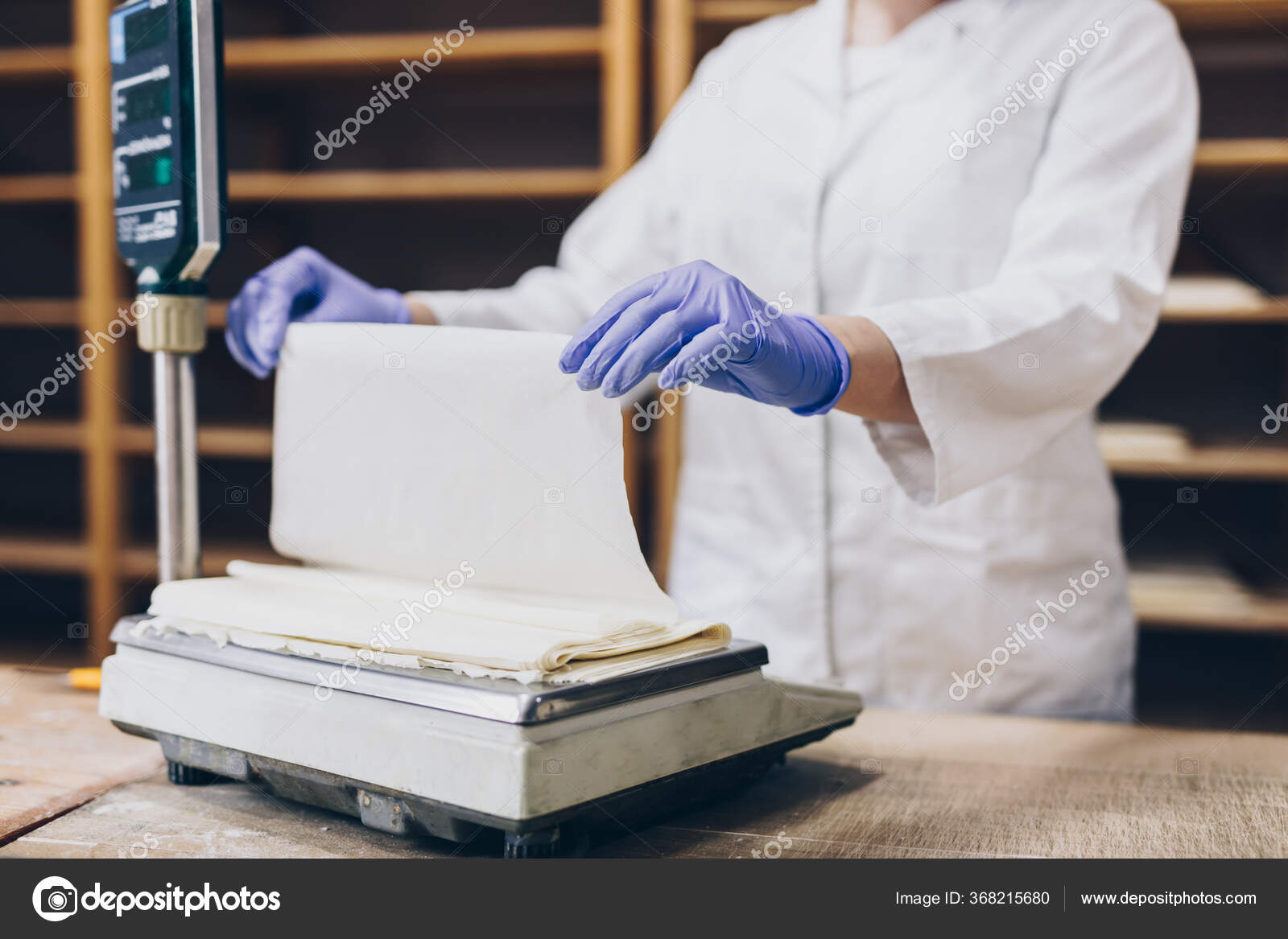Young Female Worker Working Large Bakery Pastry Preparation — Stock ...