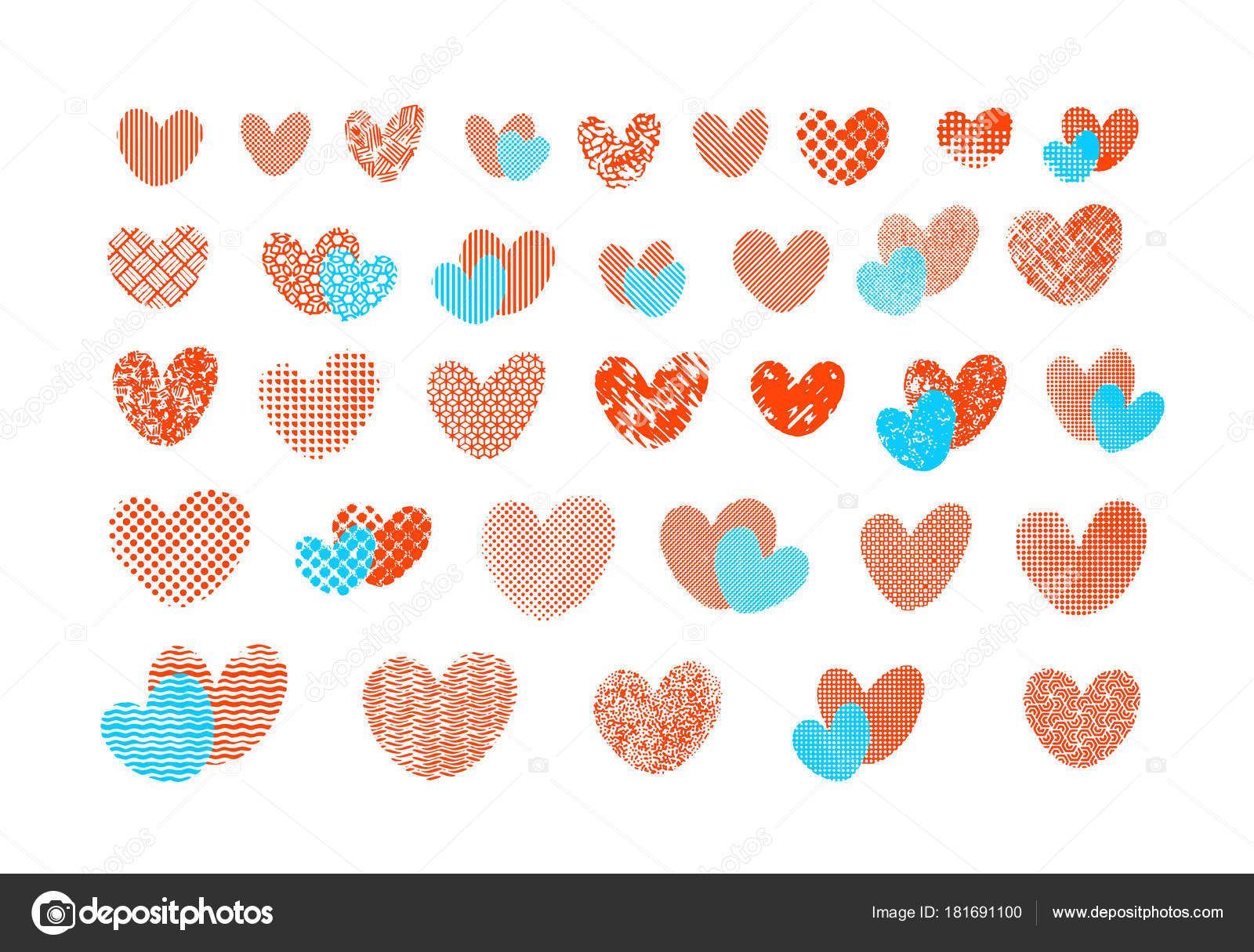 Hearts Comic Print Style Design Elements Valentine's Day — Free Stock ...