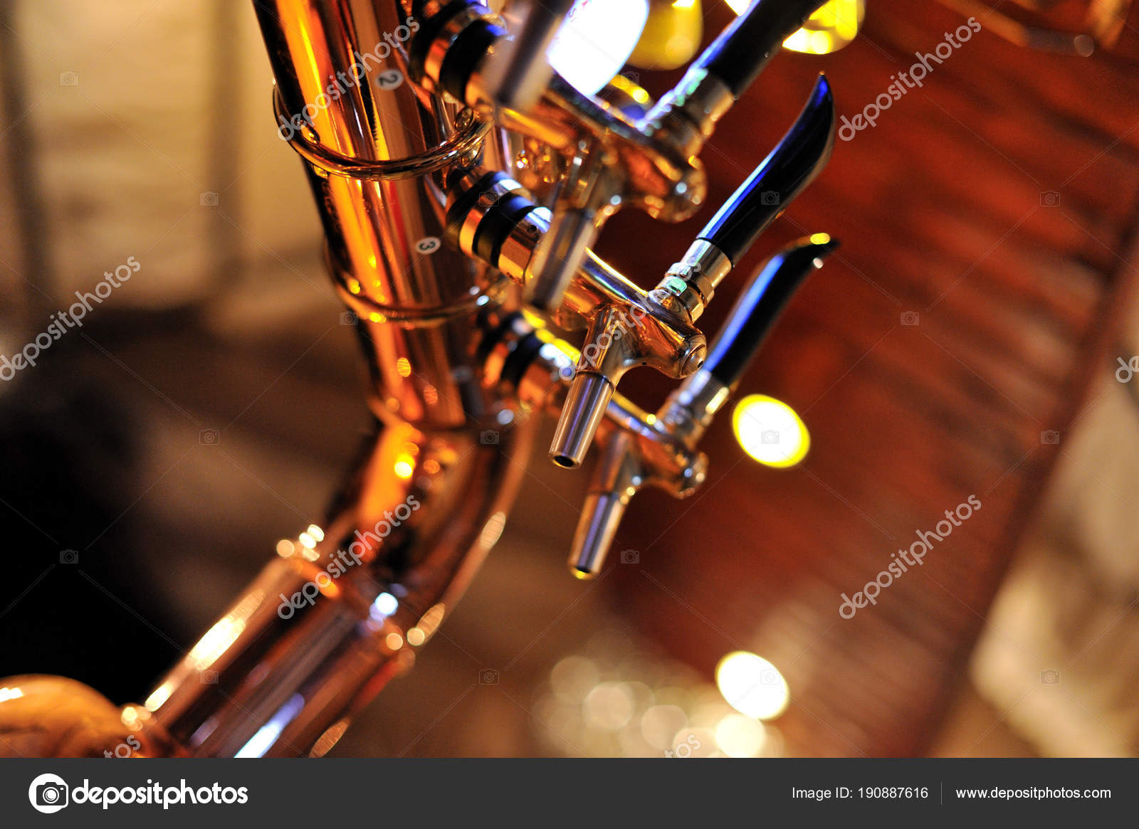 Golden Beer Taps Beer Taps System Tap Bar — Stock Photo © Editor77 ...