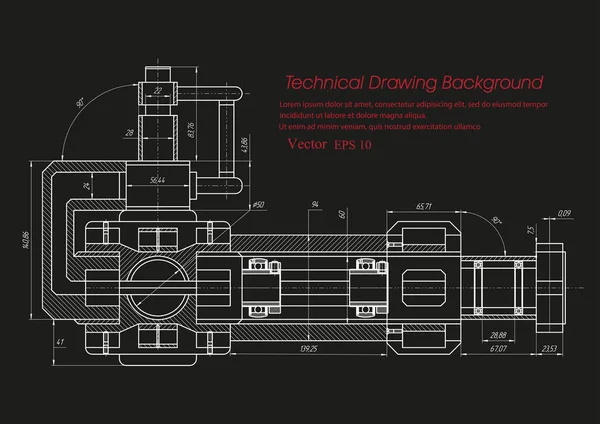 Technical drawing of car engine | Complicated engineering drawing of ...