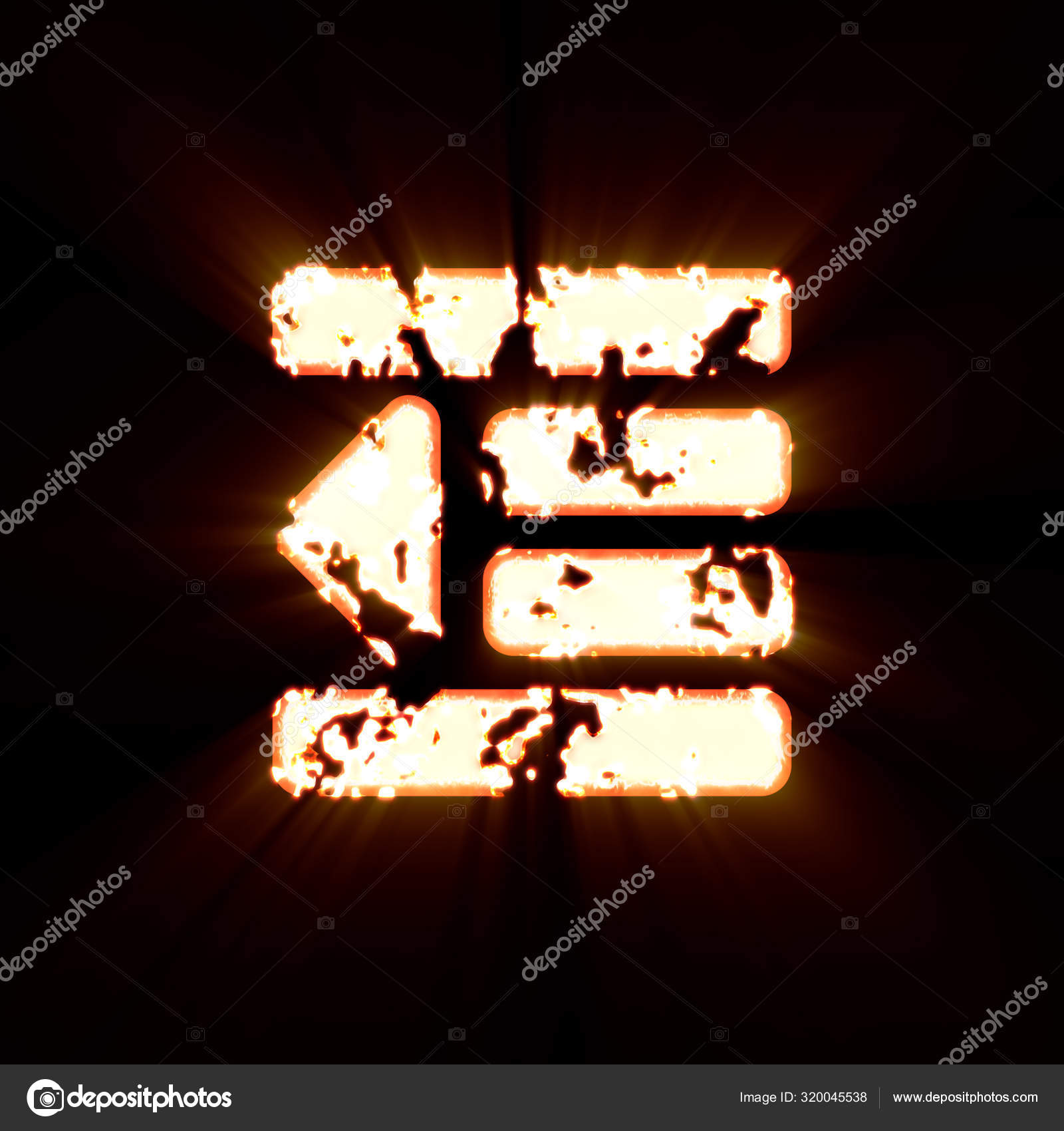 Symbol outdent burned on a black background. Bright shine — Stock Photo ...