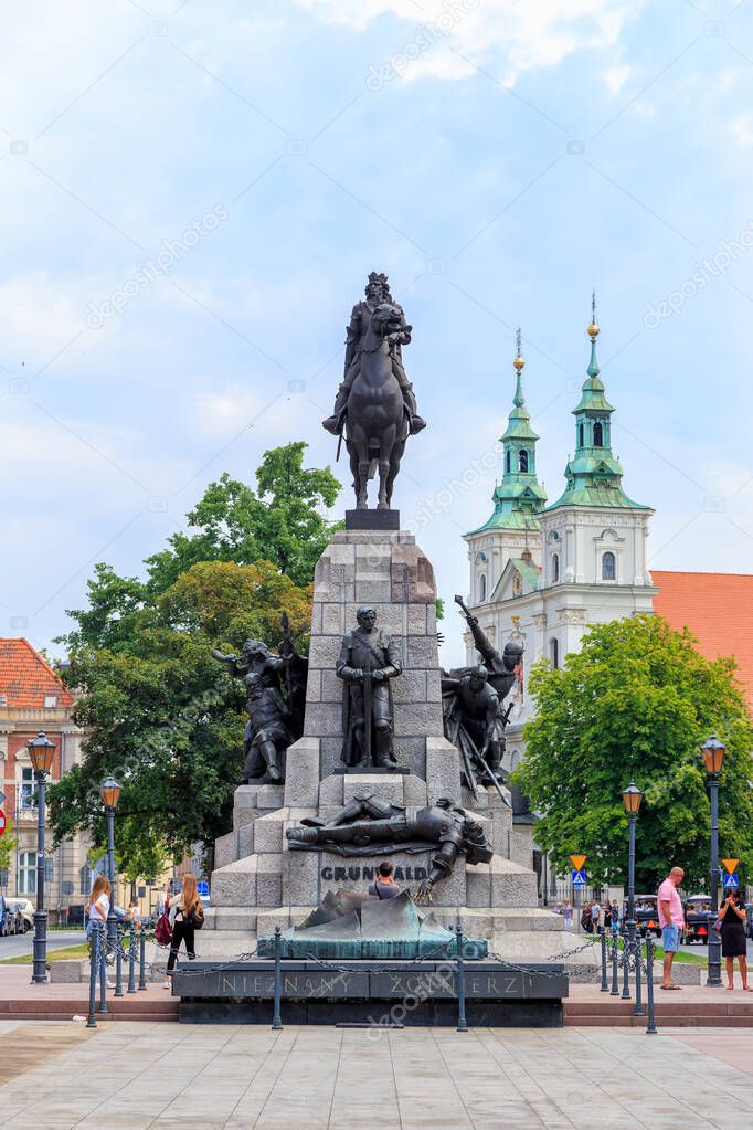 Cracovia, Polonia 21 de julio de 2019: Monumento a Grunwald. Frente al ...