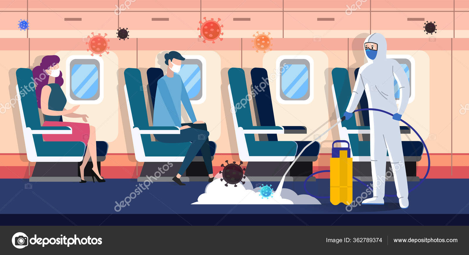 Medical Worker Protective Suit Clean Disinfect Airplane Passengers ...