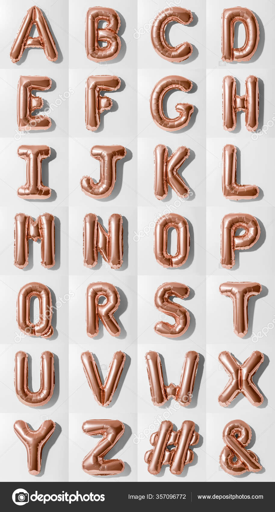 Set Letters Rose Gold Foil Balloon Alphabet Hashtag Ampersand Symbol ...
