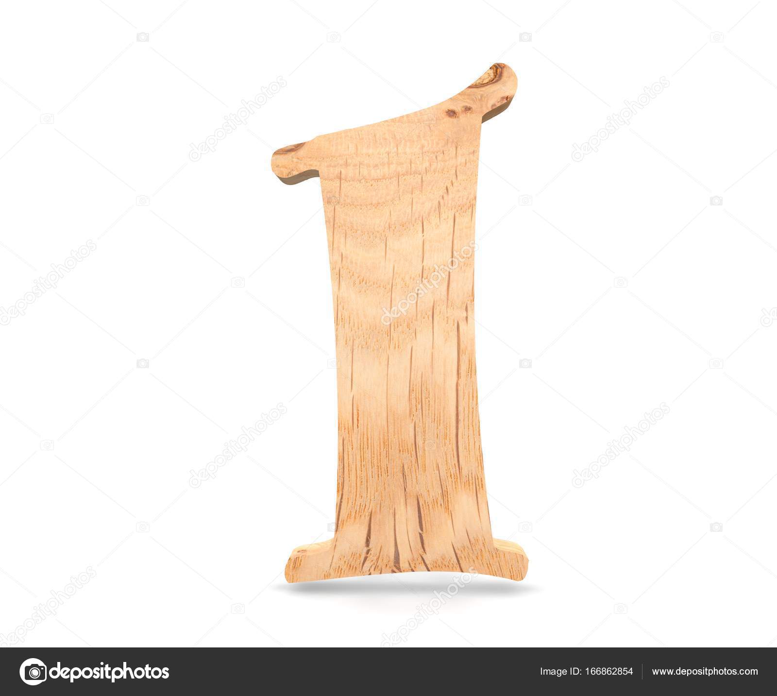 Decorative wooden alphabet digit one symbol - 1. 3d rendering ...