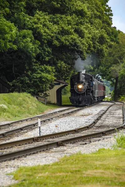 Steam Engine with Passenger Train Pulling into Station pt 1 - Stock ...