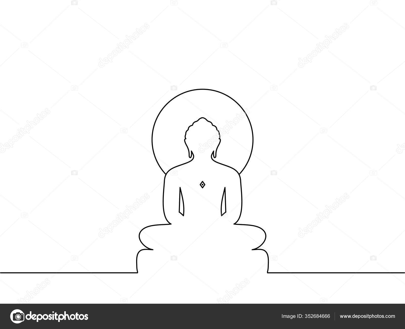 Line Art Jain Idol Lotus Pose Stock Vector Image by ©ssg1 #352684666