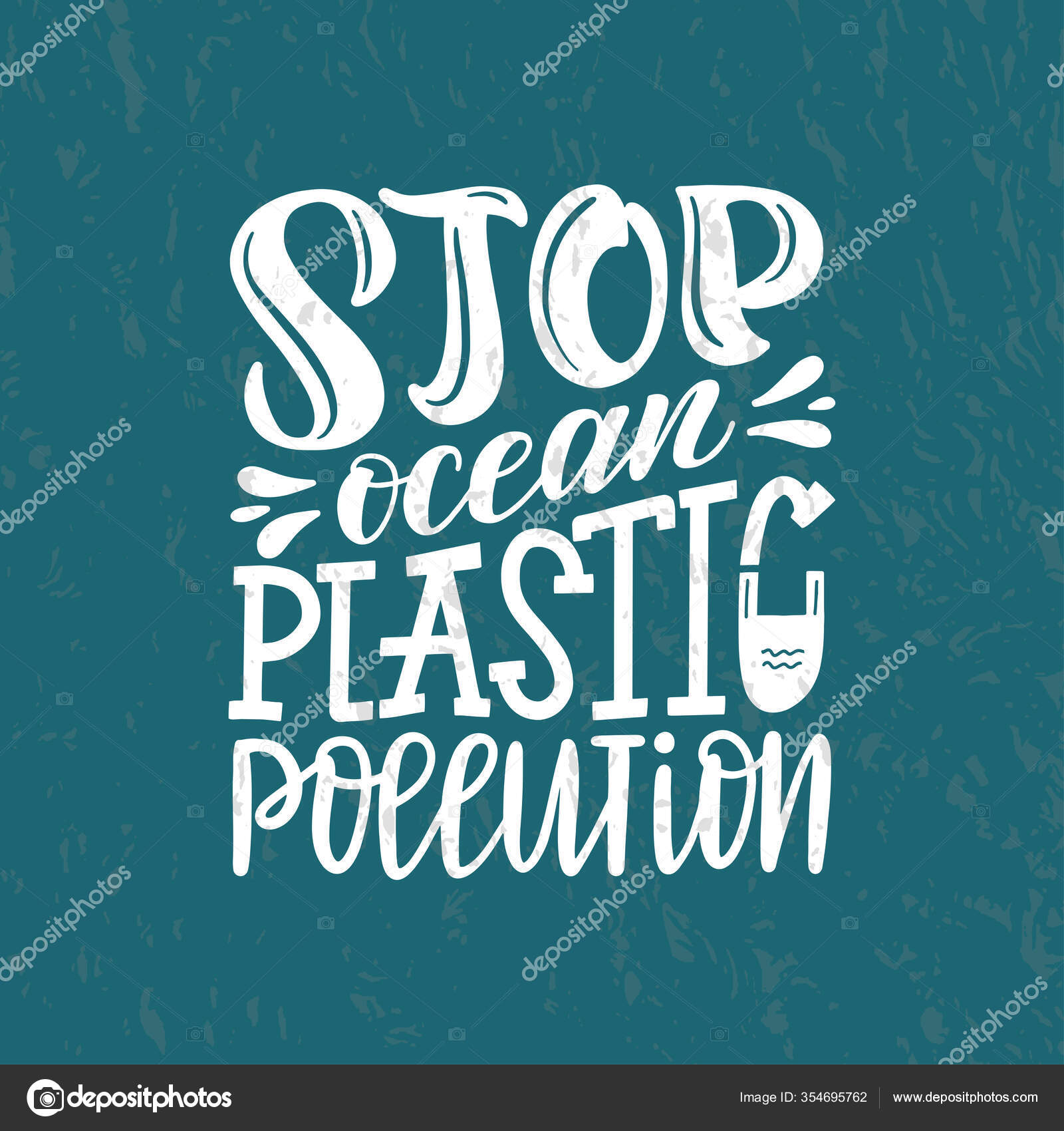 Stop ocean plastic pollution typography poster. Enviroments problems ...